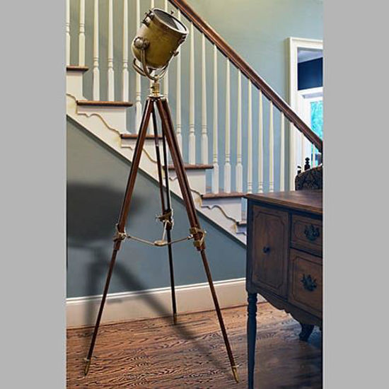 Brass & Wood Search Light with Stand
