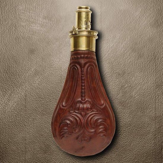 Hawksley Replica Brown Leather Powder Flask Floral Design