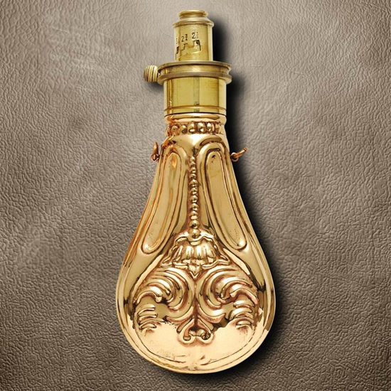 Hawksley Replica Brass Powder Flask Floral Design