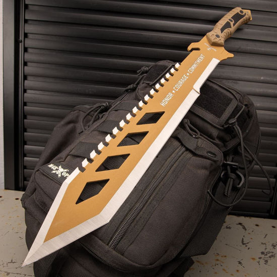 United States Marine Corp USMC Desert Ops Sawback Machete with Nylon Sheath