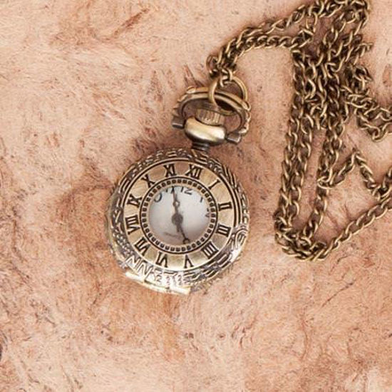 Steampunk Open Face Locket Antique Brass Pocket Watch