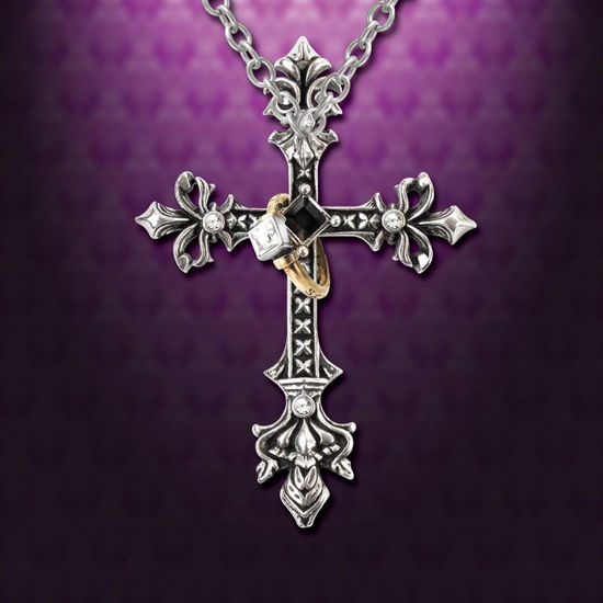 Deliver Us From Evil Pewter Cross and Ring Pendant