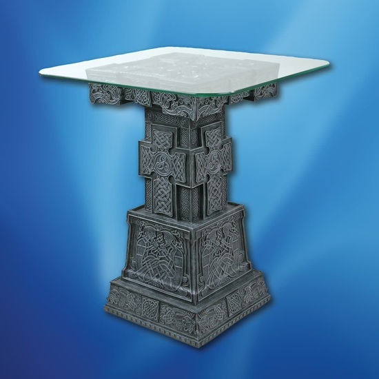 Celtic Cross Resin Table with Glass Top - MuseumReplicas.com