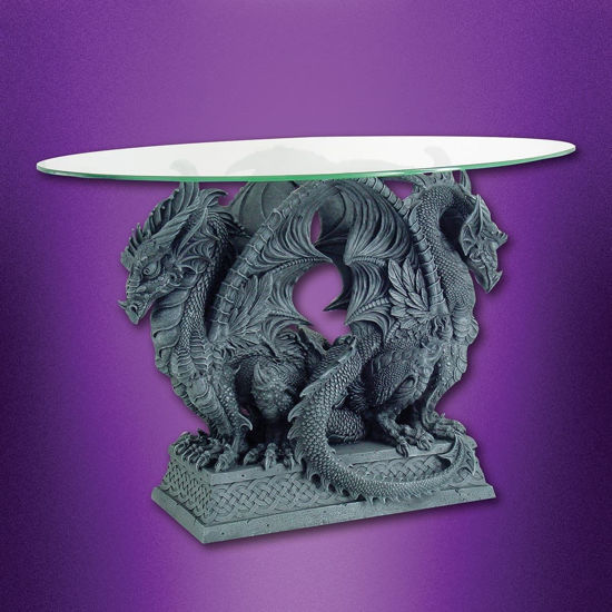 Double Dragon Table with Glass Top - MuseumReplicas.com