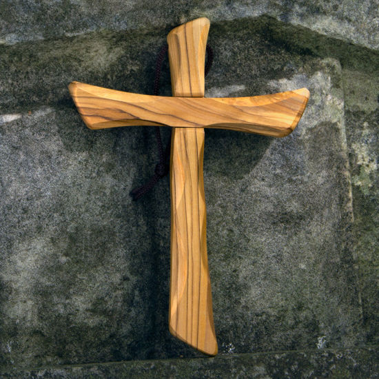 Hand Carved Olive Wood Cross Pendant - MuseumReplicas.com